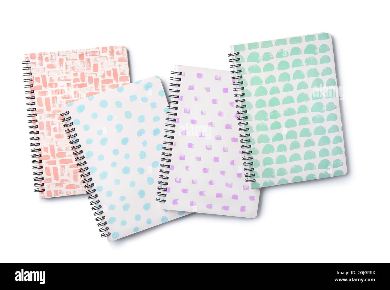 Stylish notebooks on white background Stock Photo - Alamy