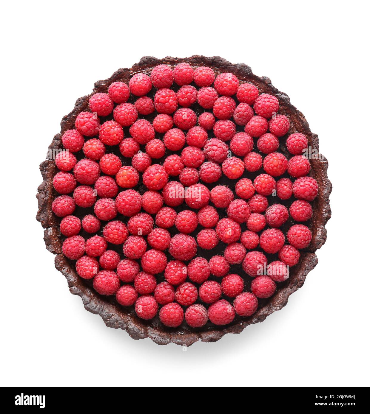 Tasty raspberry pie on white background Stock Photo - Alamy
