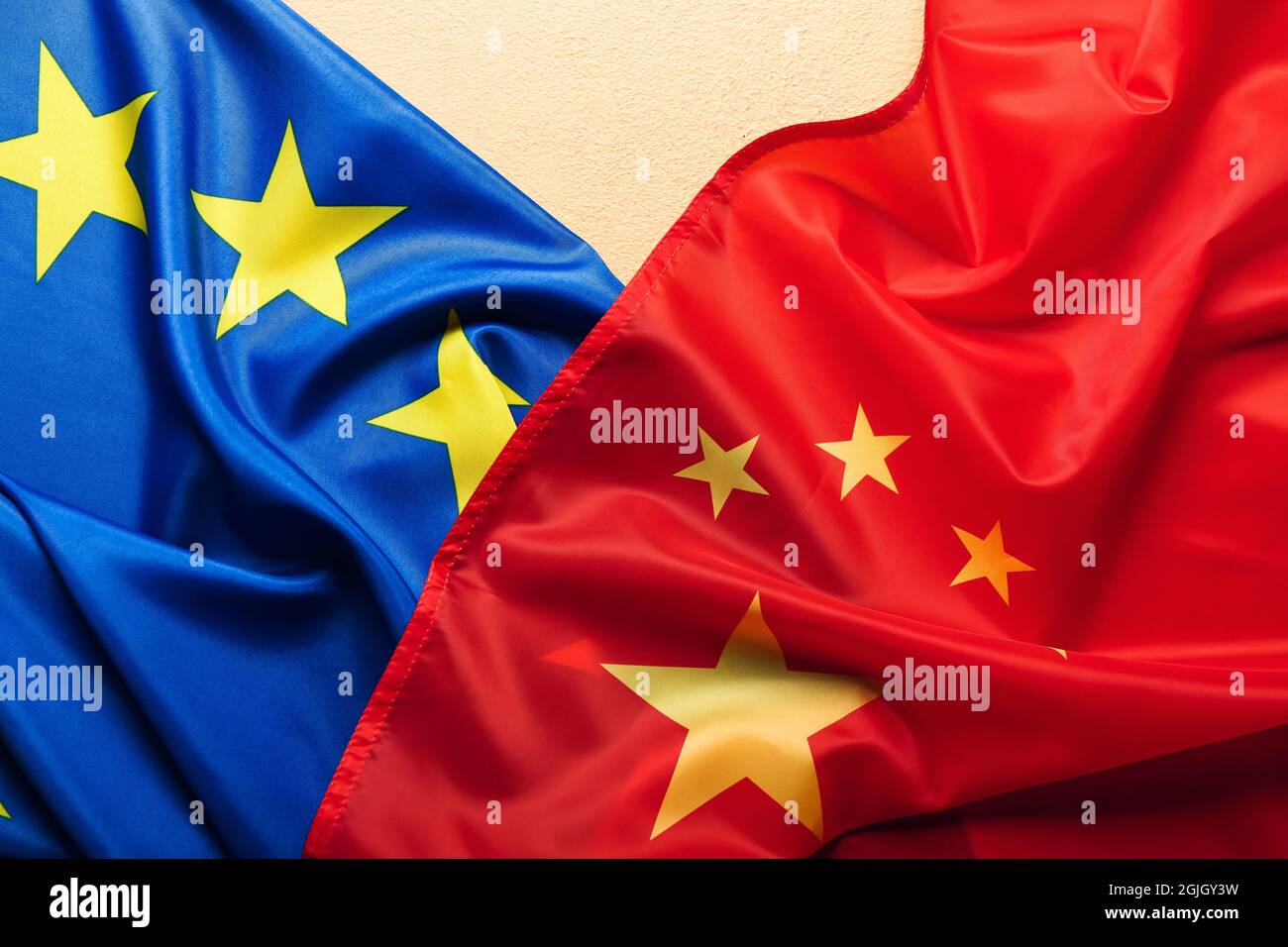 Flags of China and European Union on color background Stock Photo - Alamy