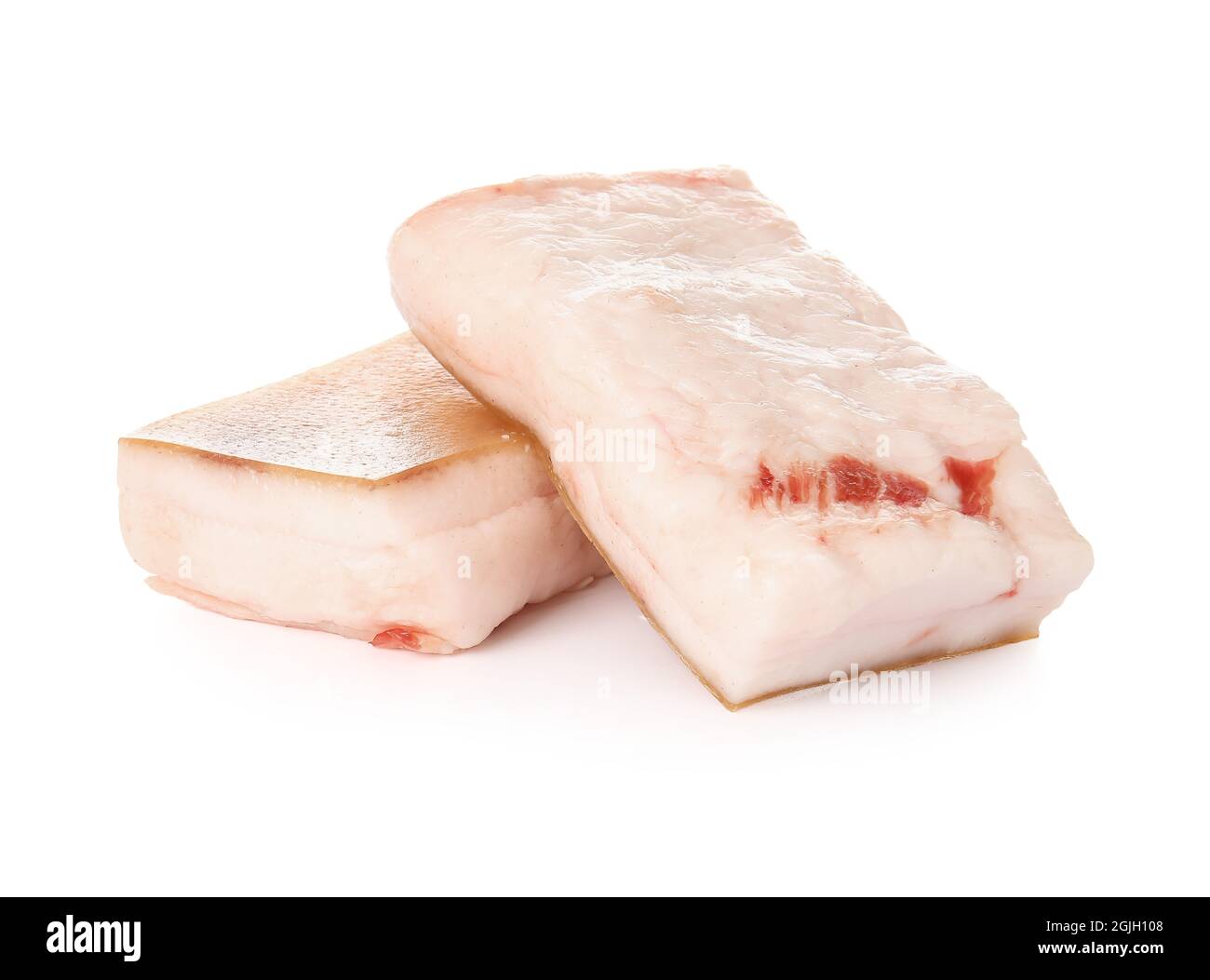 Raw lard on white background Stock Photo - Alamy