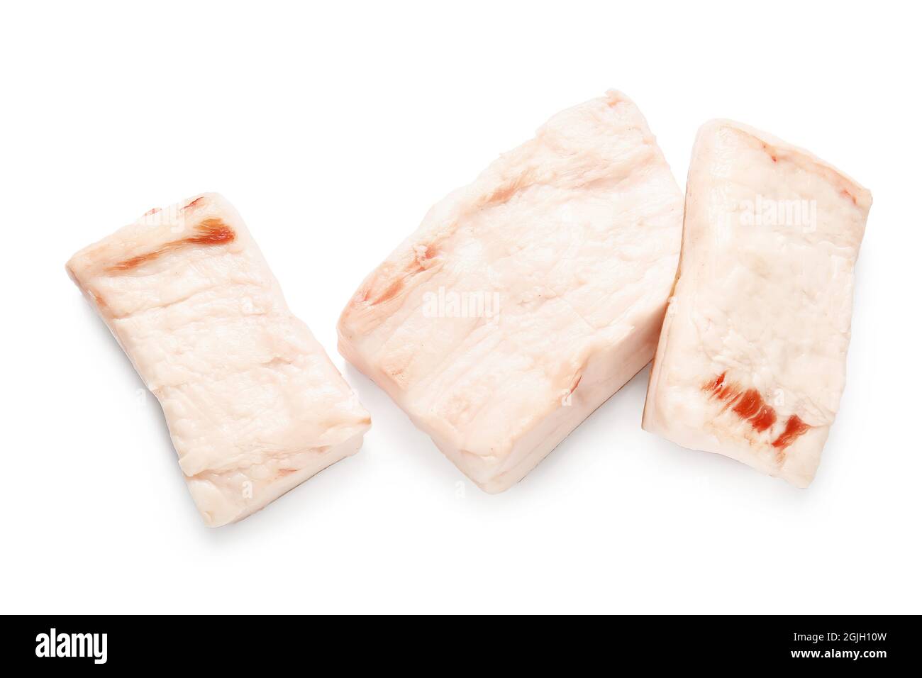Raw lard on white background Stock Photo - Alamy