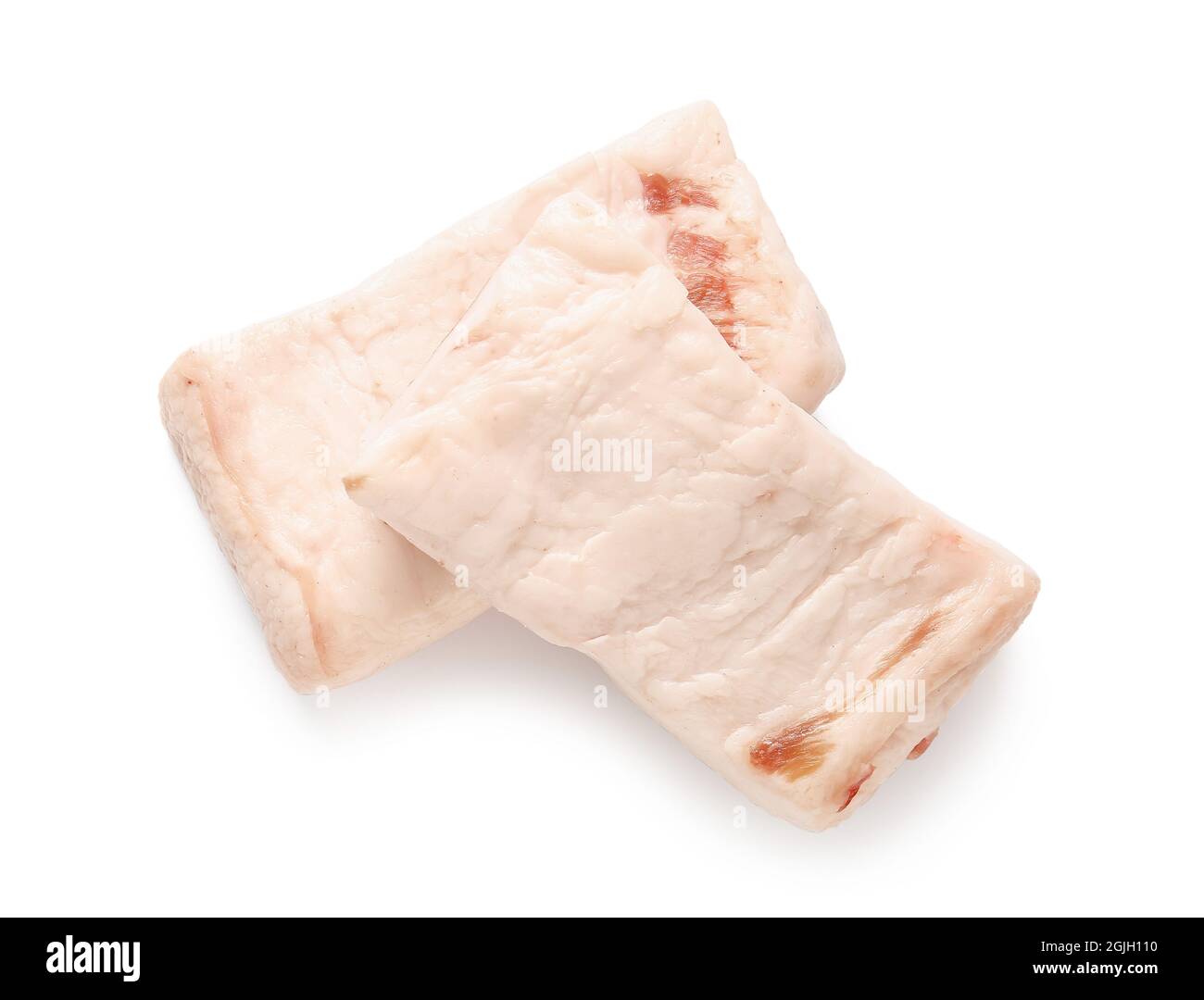 Raw lard on white background Stock Photo - Alamy