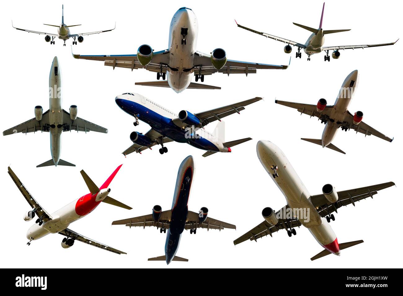 Collection with many planes isolated on a white background Stock Photo ...