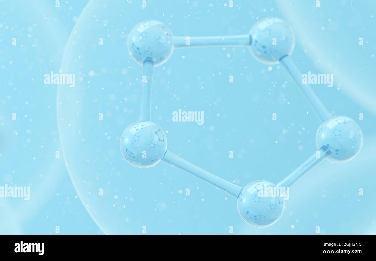 Chemical molecule with blue background, 3d rendering. Computer digital ...