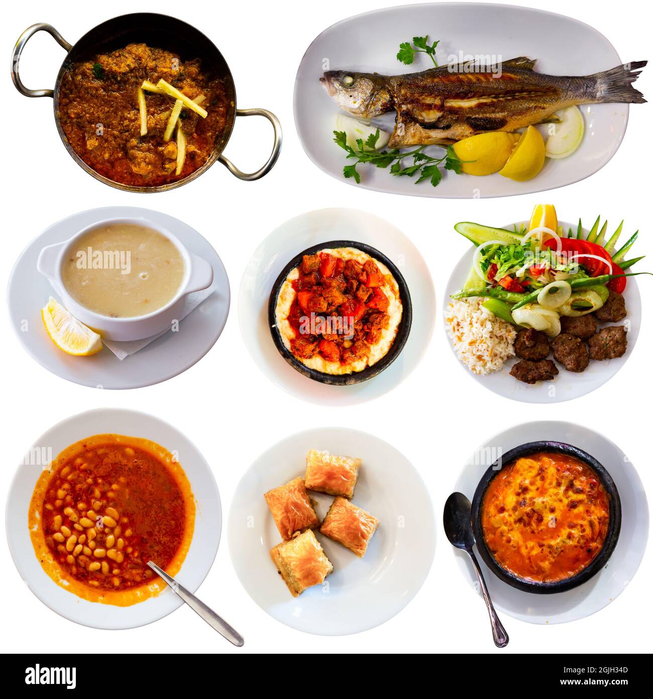 Set of various tasty dishes of Turkish cuisine isolated Stock Photo - Alamy