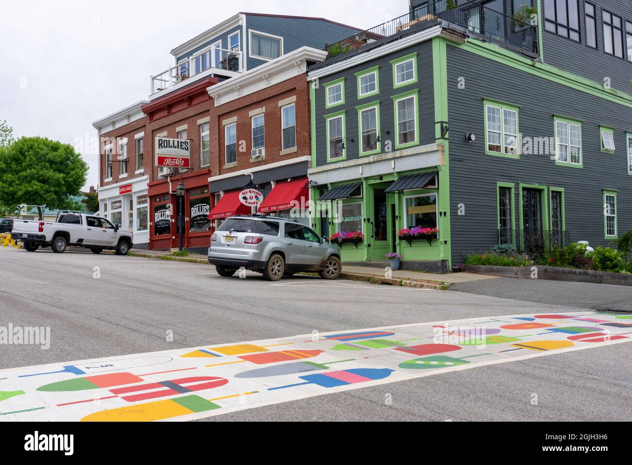 Belfast, Maine, USA. The “As Unique As Belfast” crosswalk project was ...