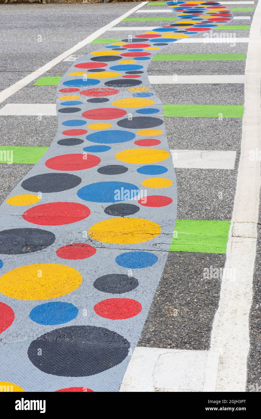 Belfast, Maine, USA. The “As Unique As Belfast” crosswalk project was ...