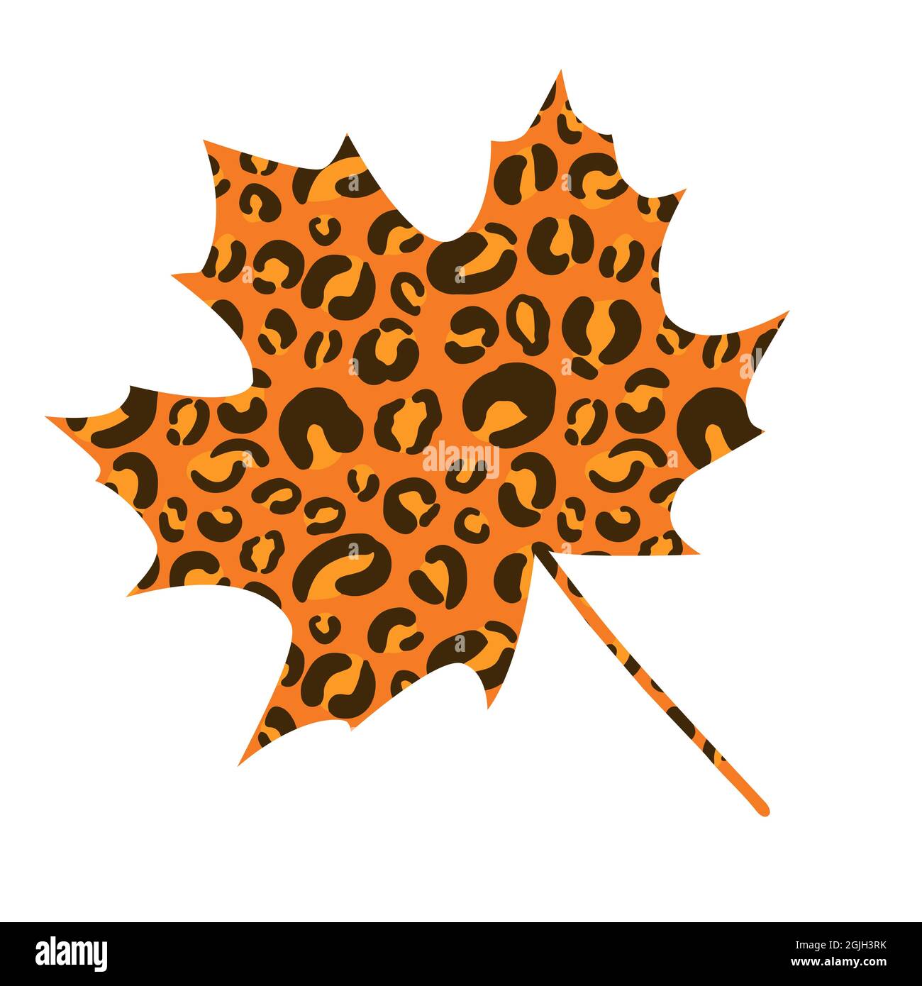 Fall maple leaf made of leopard pattern. Cute autumn decorations ...