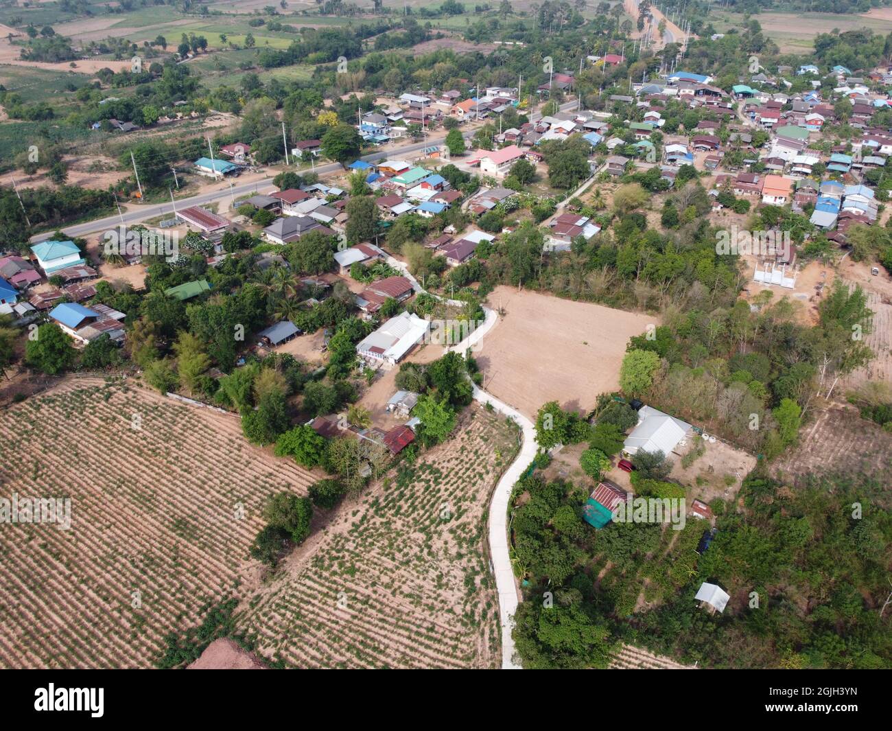 Mountainside farmland in rural Thailand, landscape photography, Drone ...
