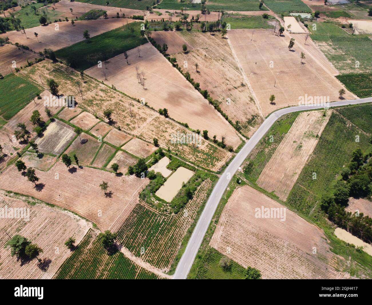 Mountainside farmland in rural Thailand, landscape photography, Drone ...