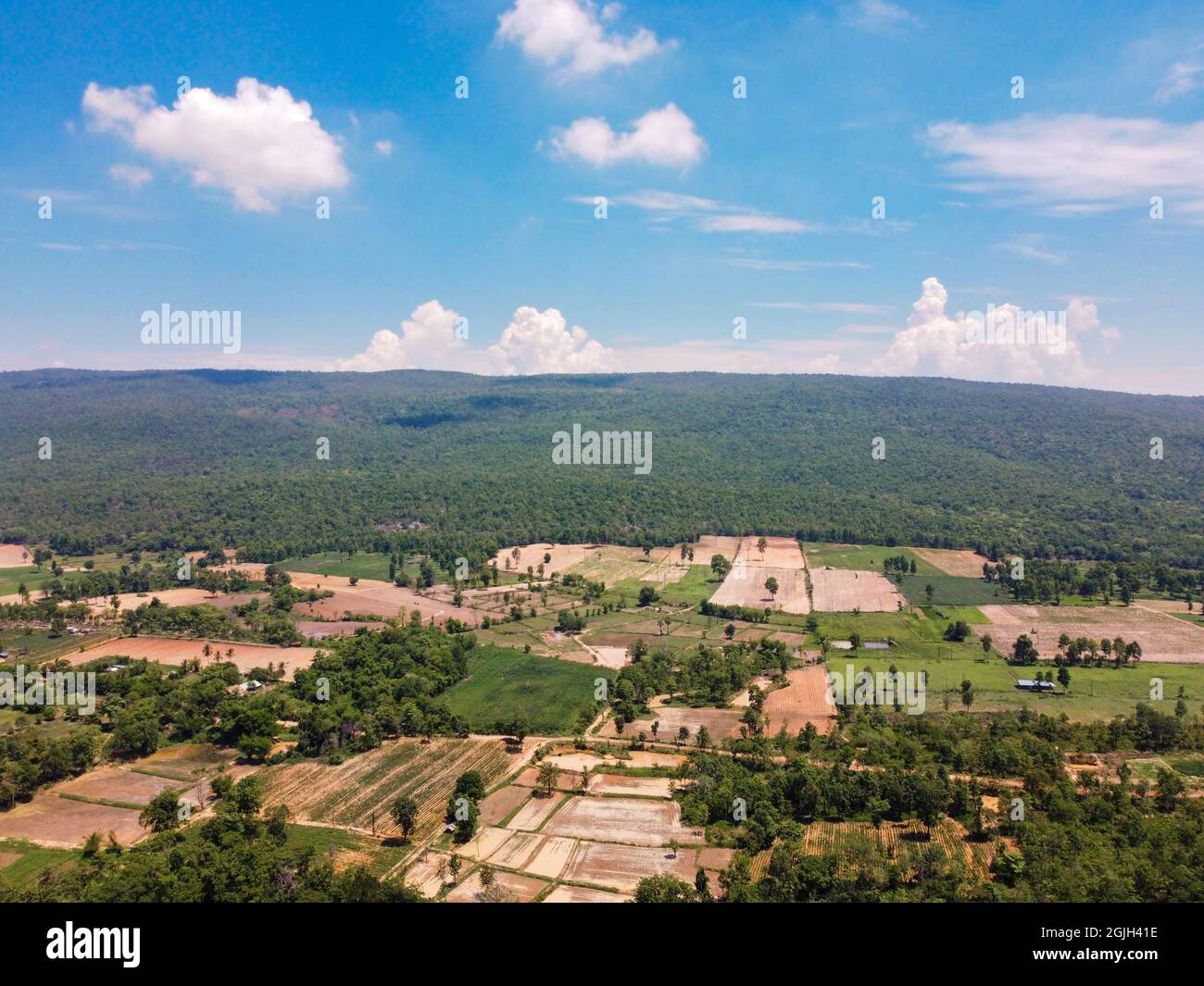 Mountainside farmland in rural Thailand, landscape photography, Drone ...