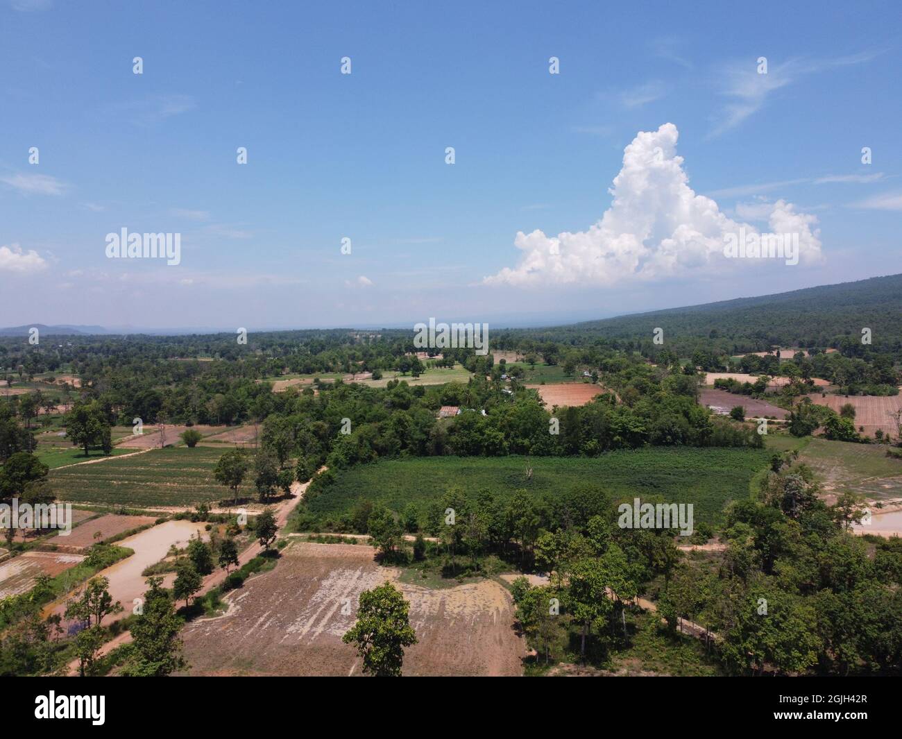 Mountainside farmland in rural Thailand, landscape photography, Drone ...