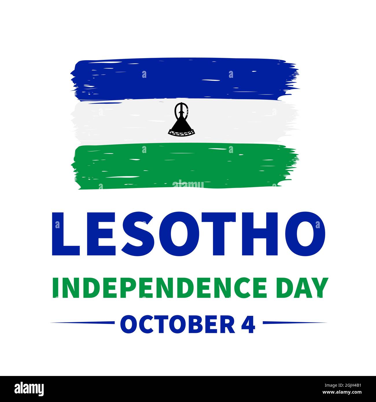 Lesotho Independence Day lettering with grunge flag. National holiday ...