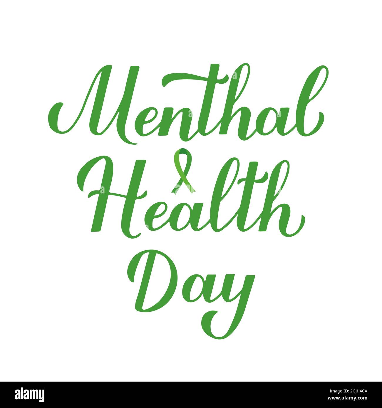 Mental Health Day calligraphy hand lettering. Annual event on October ...