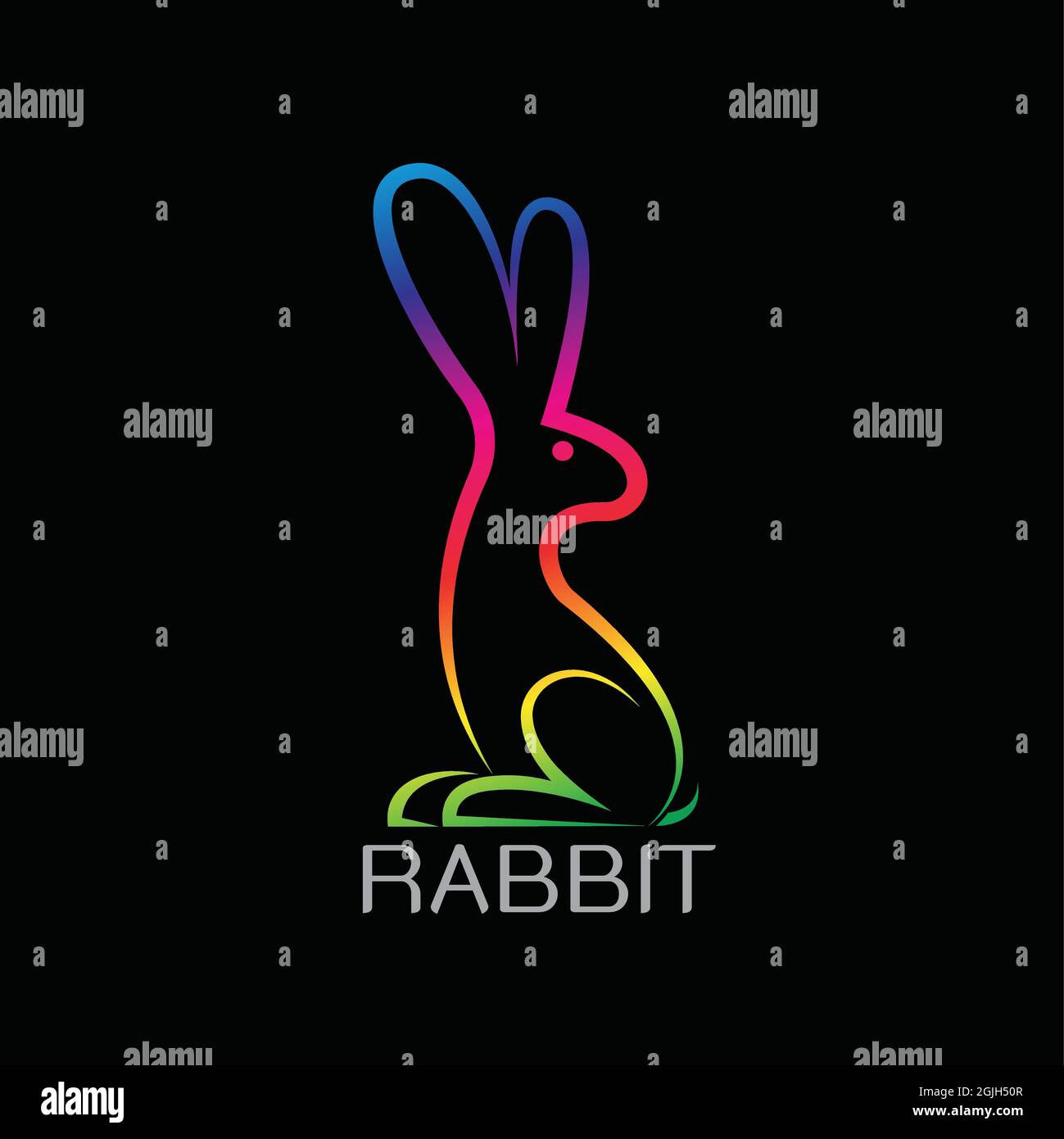 Vector image of a rabbit design on black background. Easy editable ...