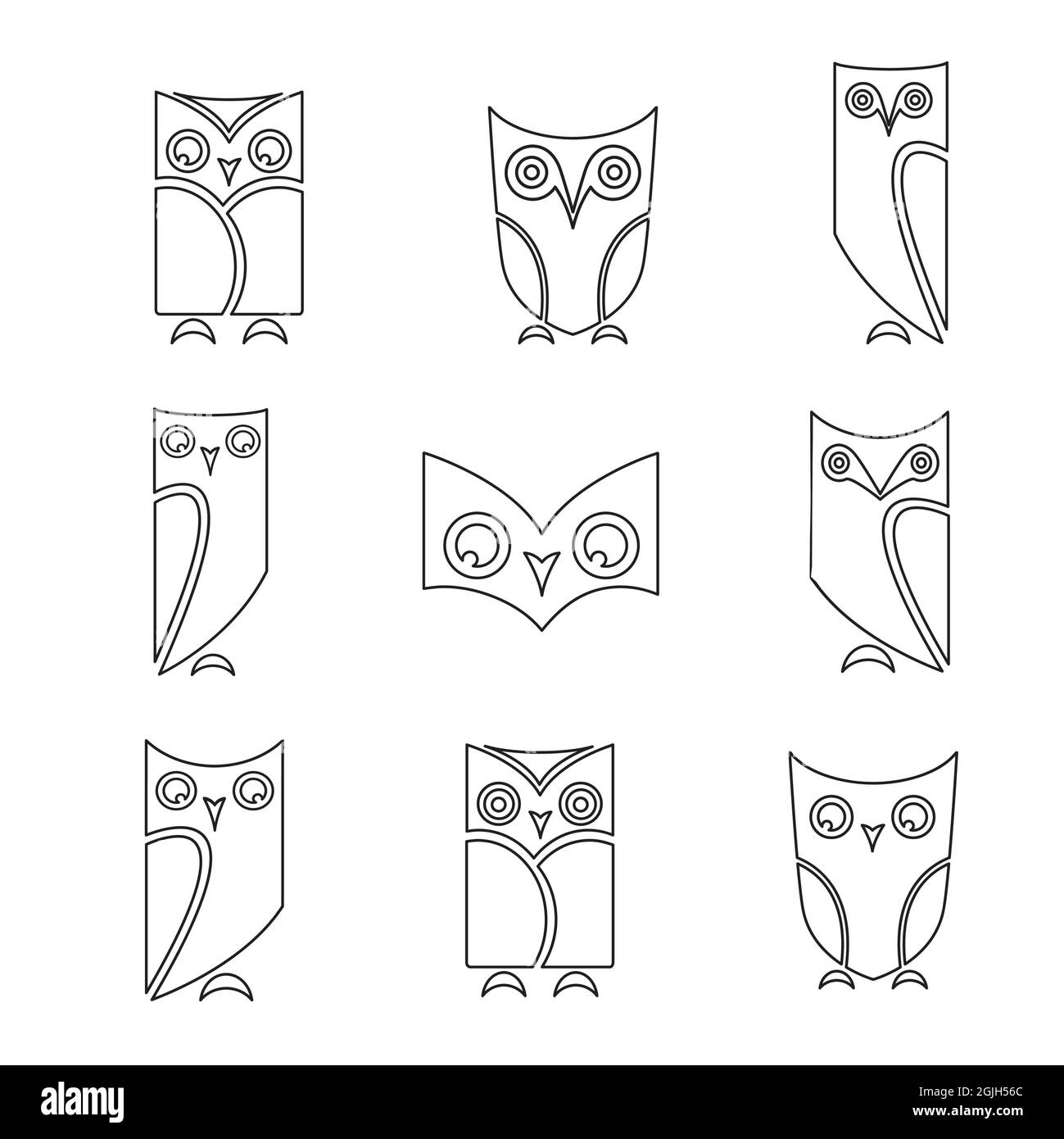 Vector group of owls on white background. Easy editable layered vector ...