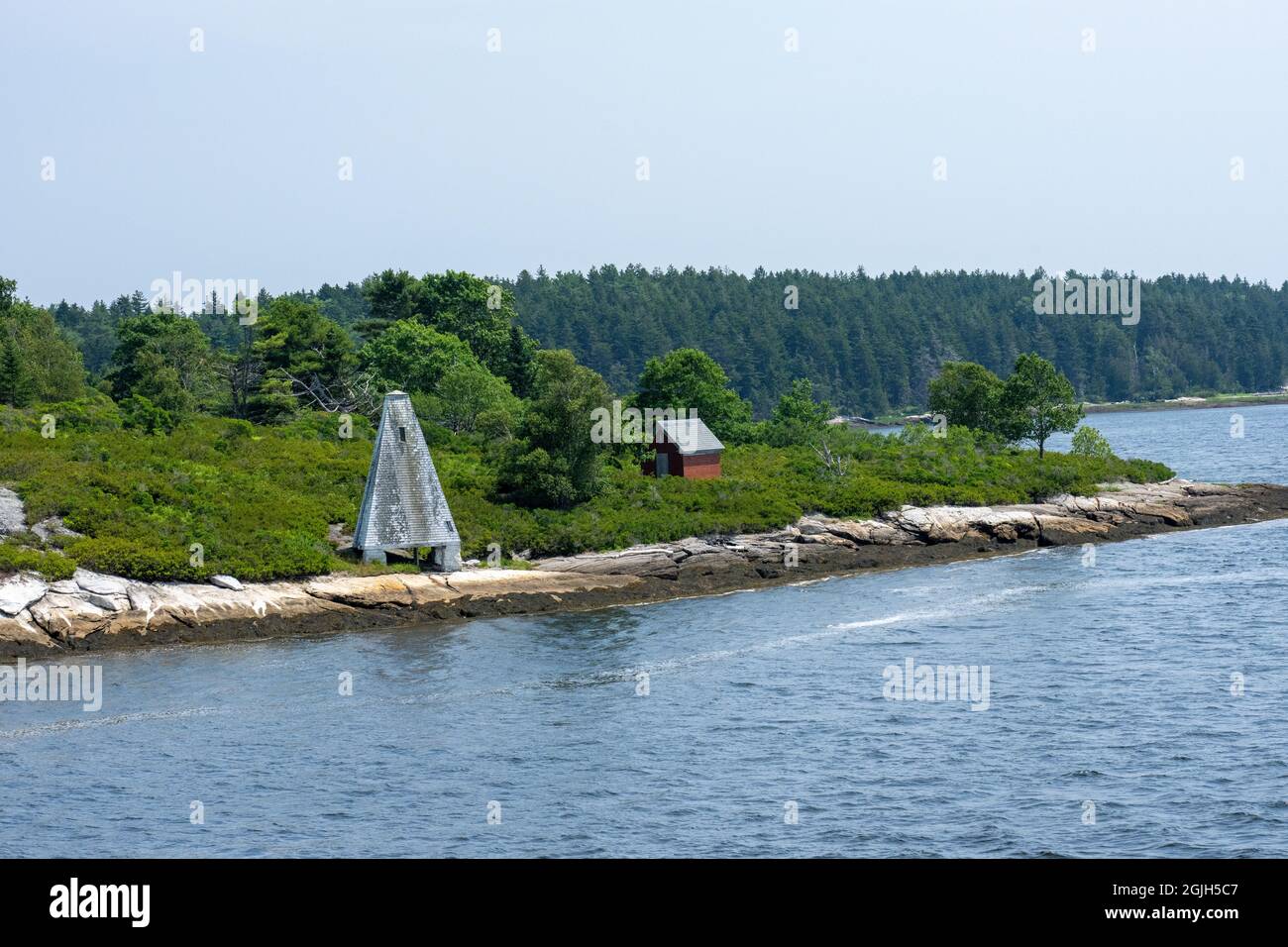 Georgetown, Maine, USA. Perkins Island lighthouse is located on the ...