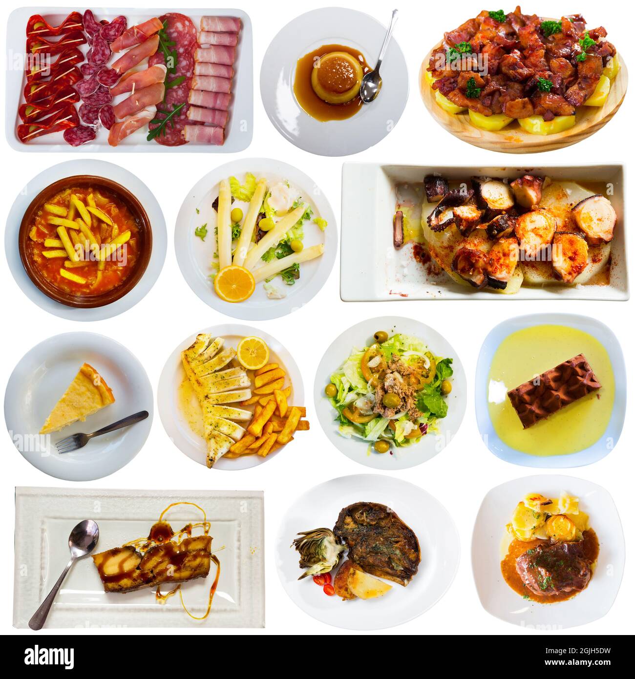 Set of traditional Spanish dishes Stock Photo - Alamy