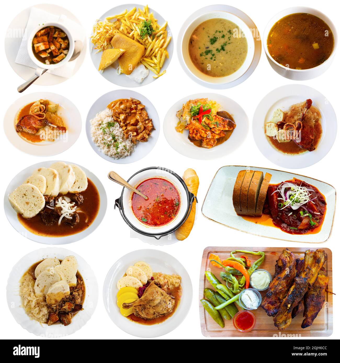 Various dishes of czech cuisine isolated on white background Stock ...