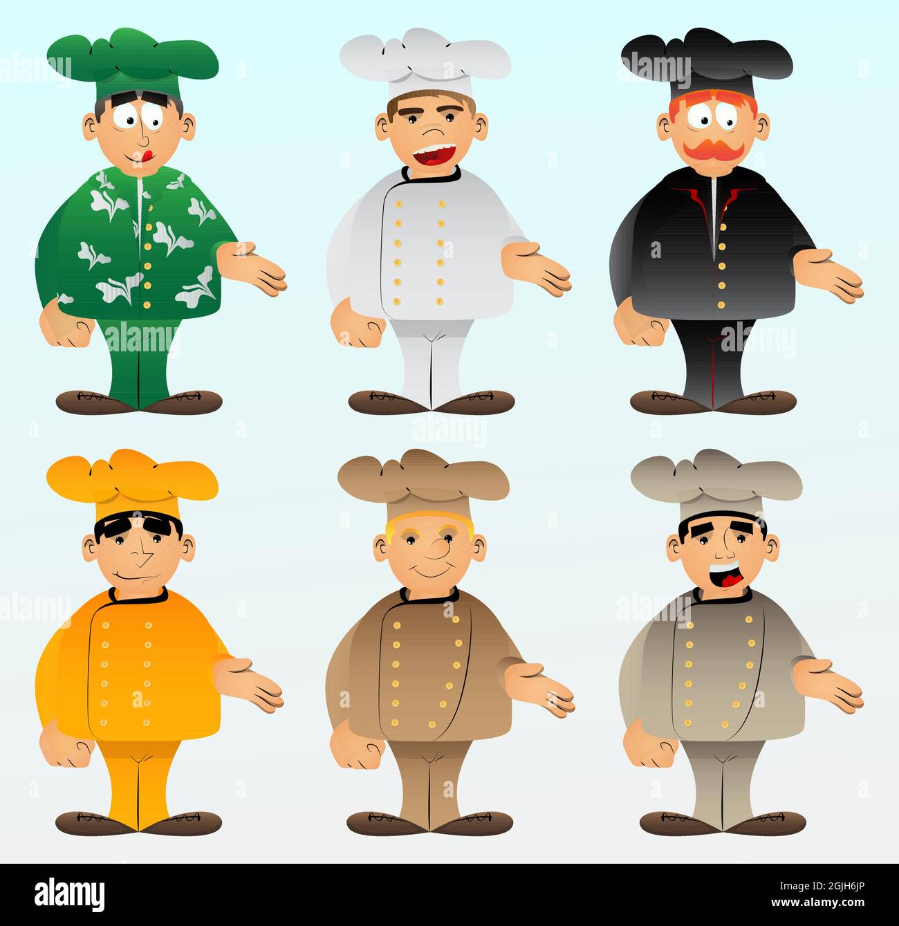 Fat male cartoon chef in uniform giving a hand. Vector illustration ...
