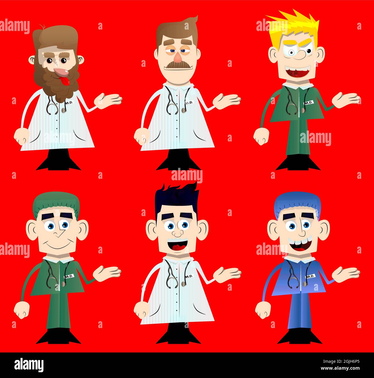 Funny cartoon doctor giving a hand. Vector illustration. Health care ...