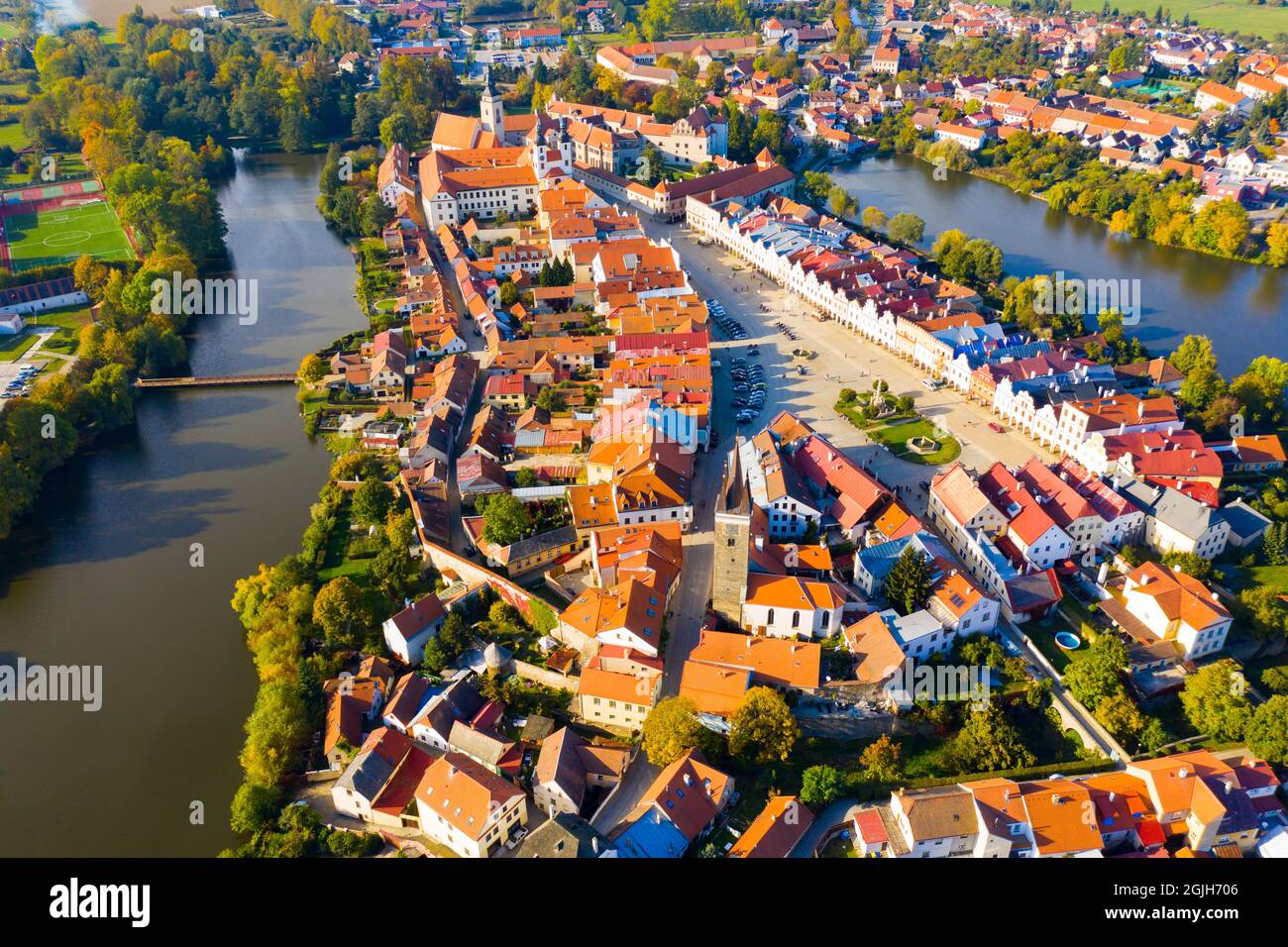 Aerial view on the city Telc Stock Photo - Alamy