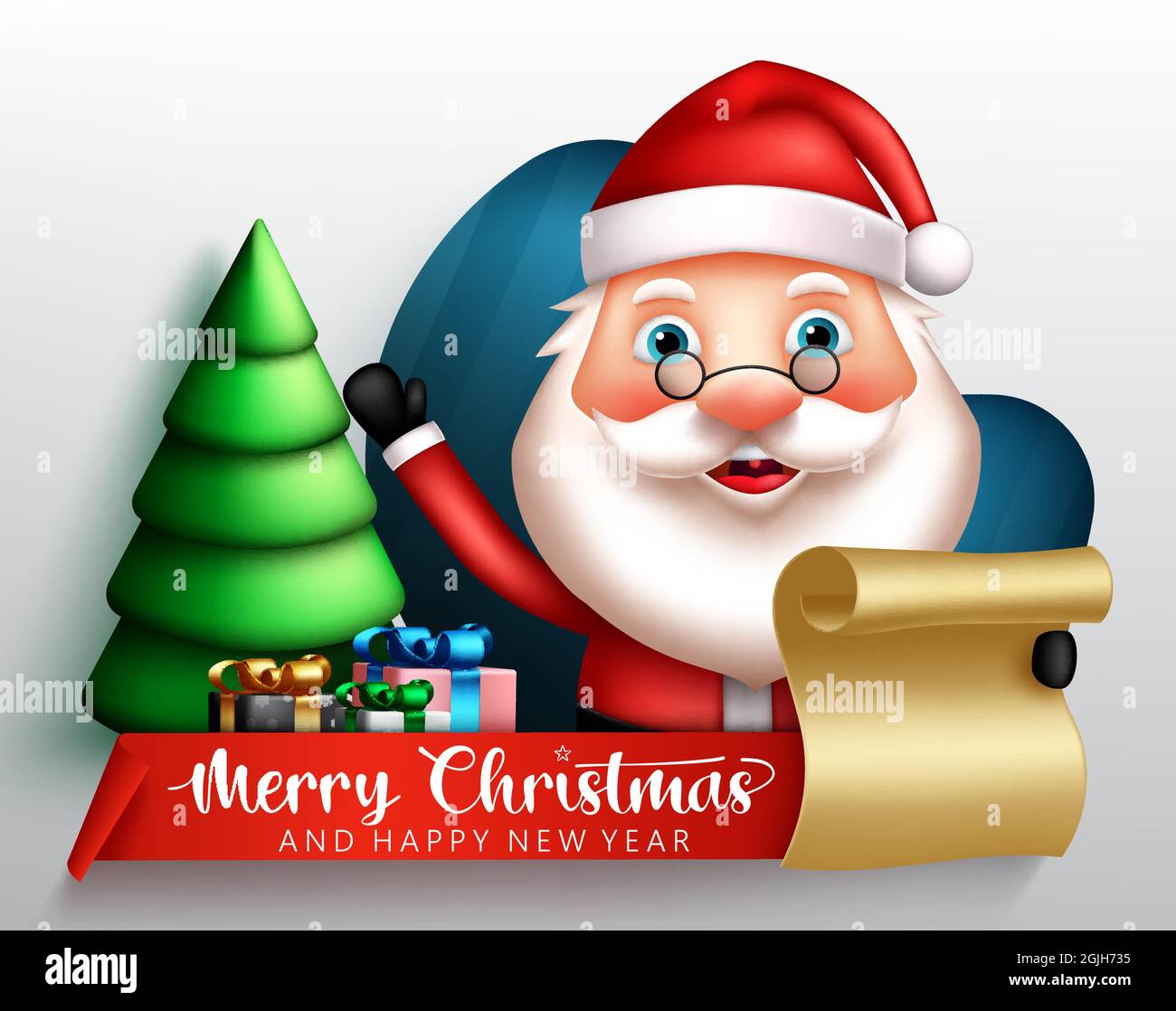 Christmas santa vector concept design. Merry christmas greeting text ...