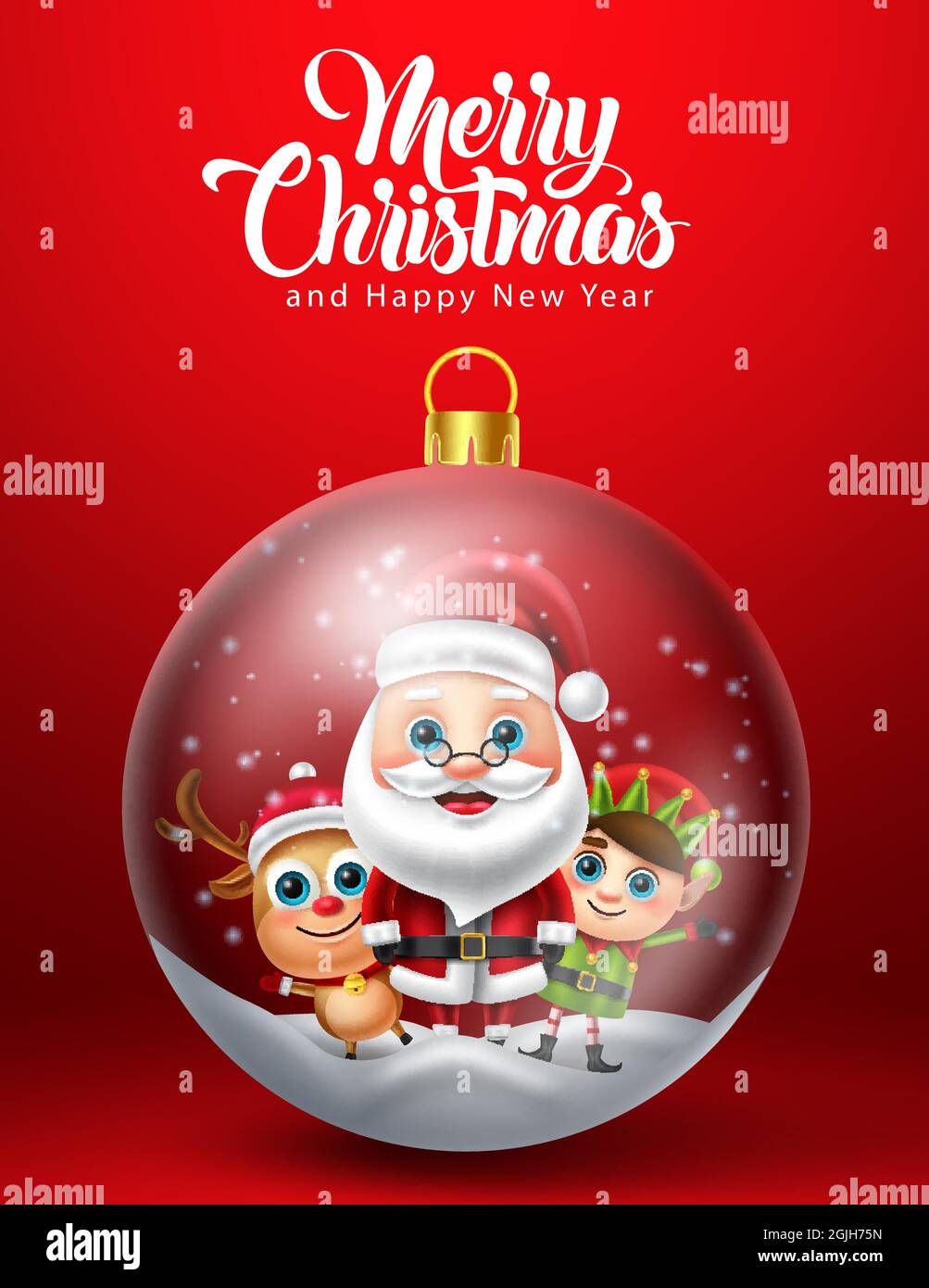 Christmas crystal ball vector design. Merry christmas text with santa ...
