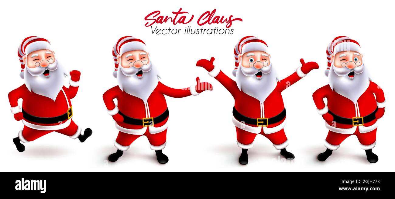 Santa claus christmas character vector set. Santa claus 3d jolly ...