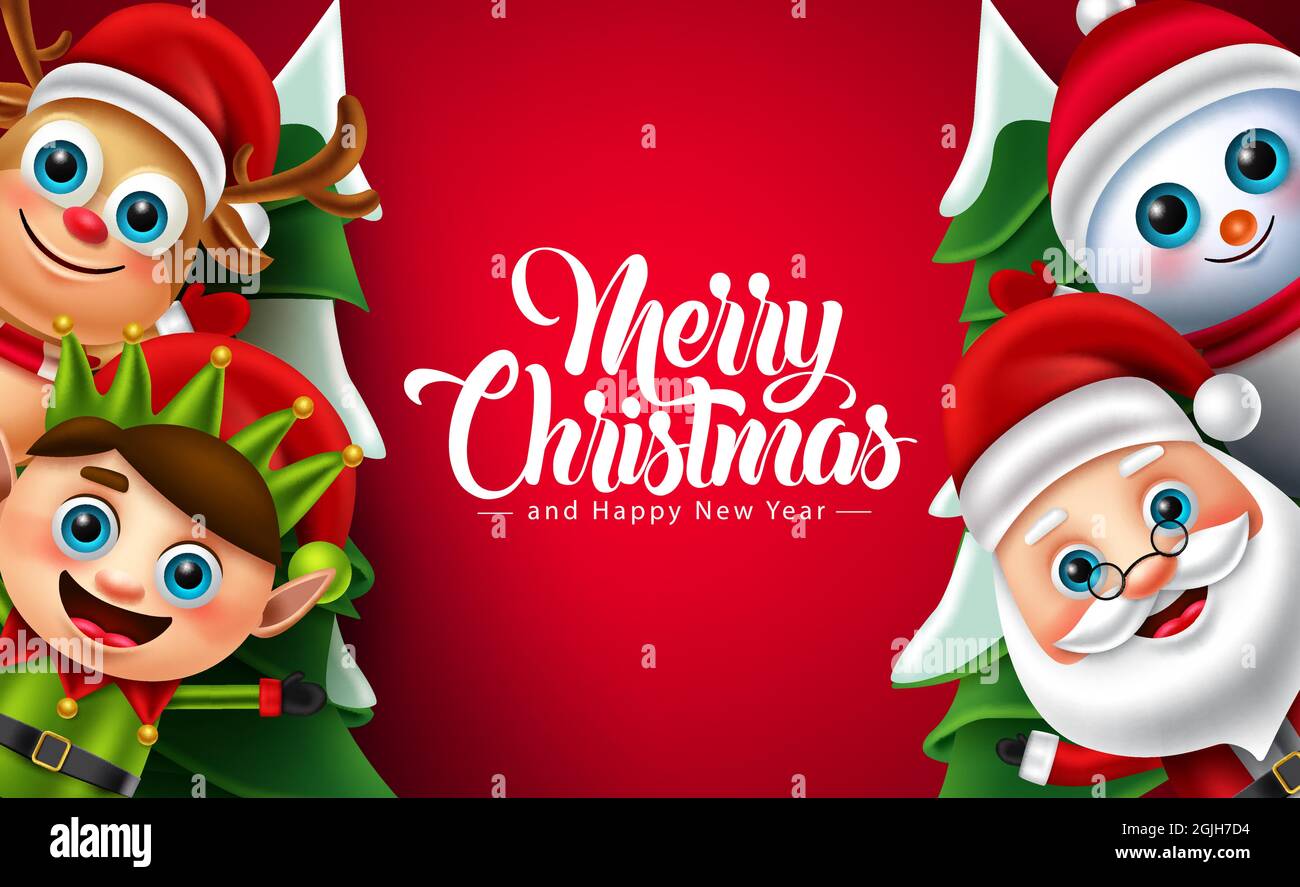 Christmas characters vector background design. Merry christmas text ...