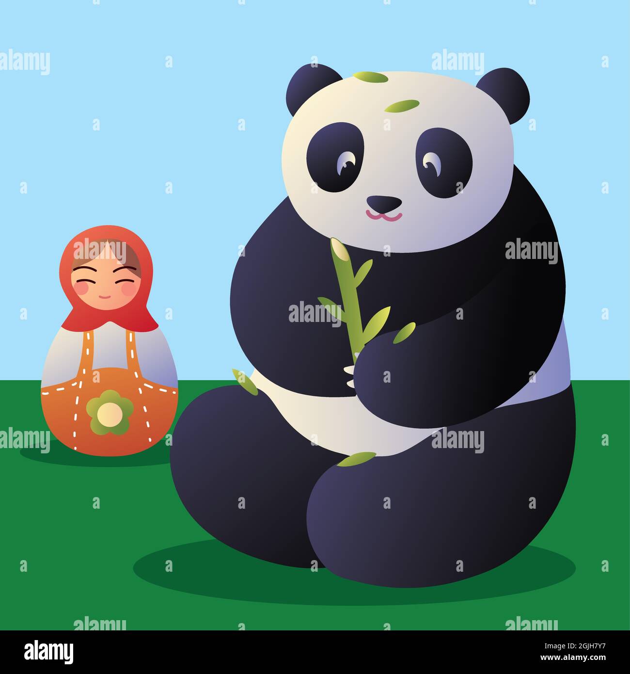 panda with matryoshka doll Stock Vector Image & Art - Alamy