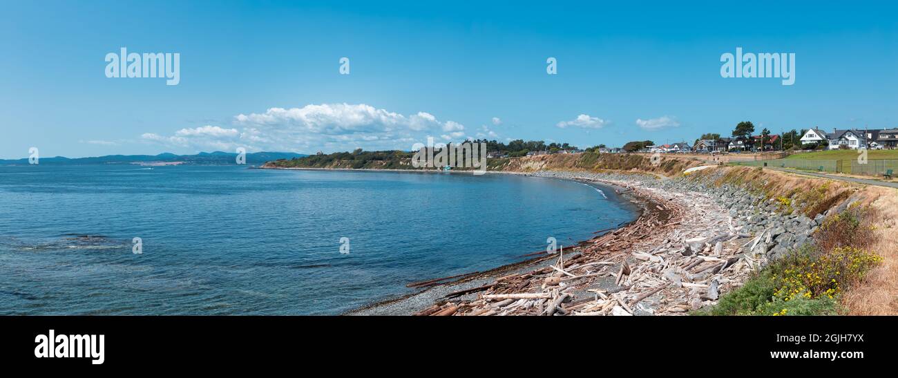 Panoramic View of Clover Point Park in a modern city on the West Coast ...