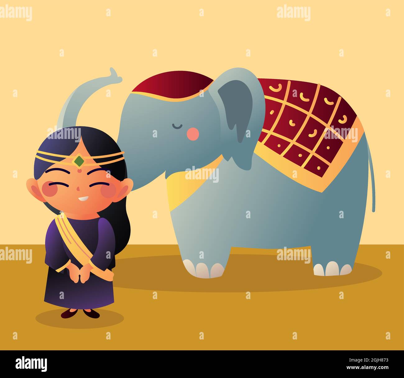 indian woman with elephant Stock Vector Image & Art - Alamy