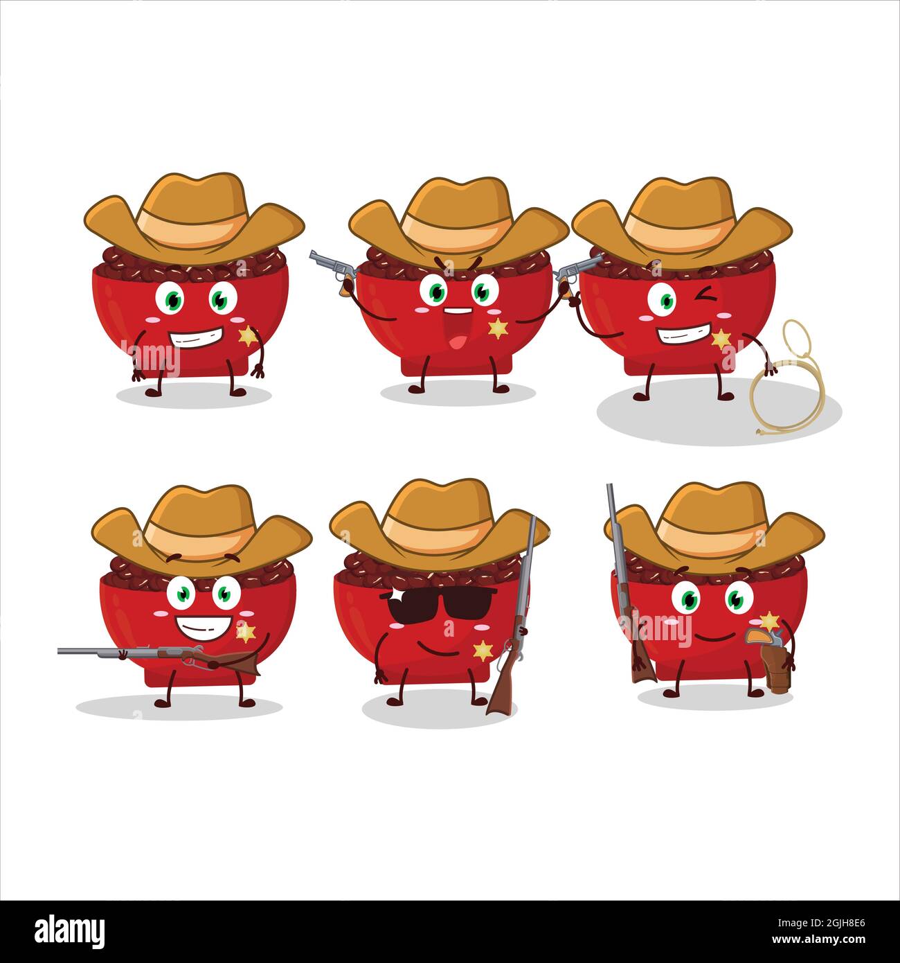 Cool cowboy adzuki beans cartoon character with a cute hat. Vector ...