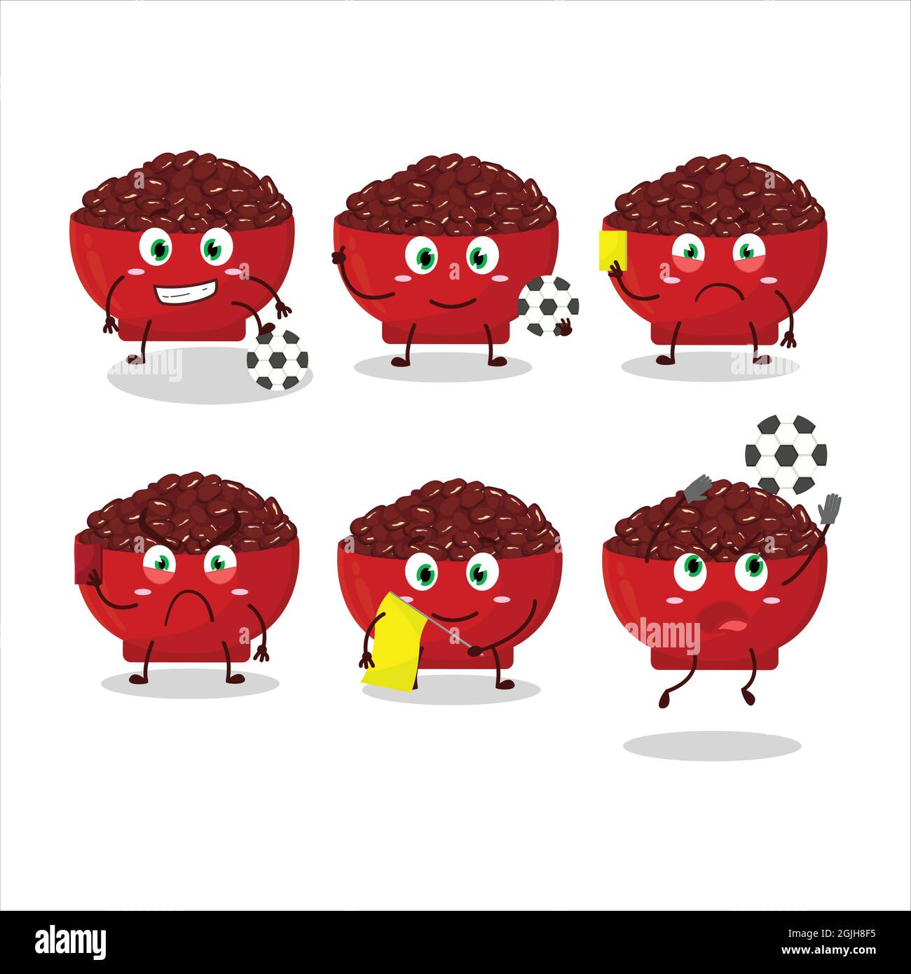 Adzuki beans cartoon character working as a Football referee. Vector ...