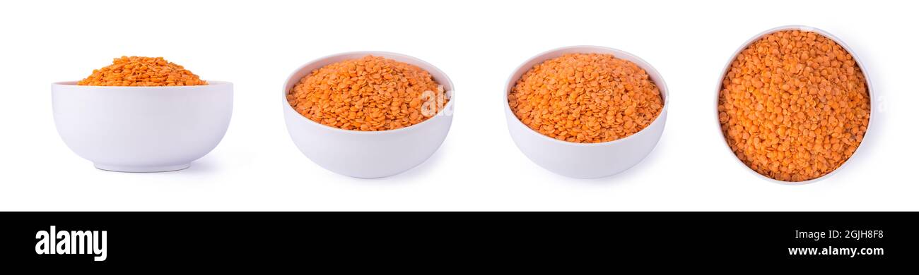 set of red lentils in a bowl, also known as masoor dal, vegetarian food ...