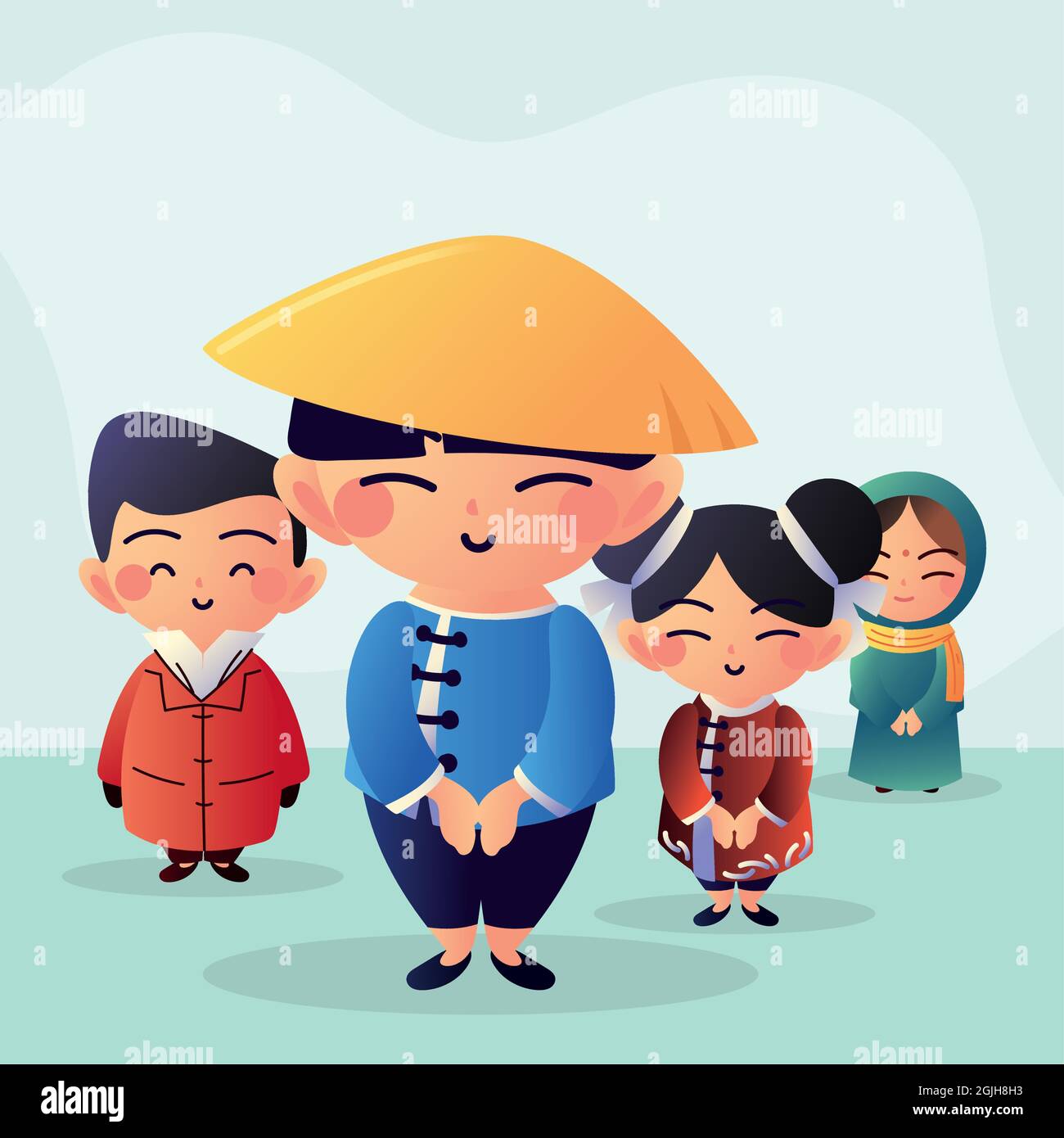 group asian people Stock Vector Image & Art - Alamy