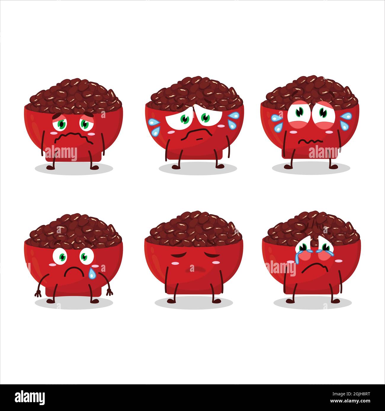 Adzuki beans cartoon character with sad expression. Vector illustration ...