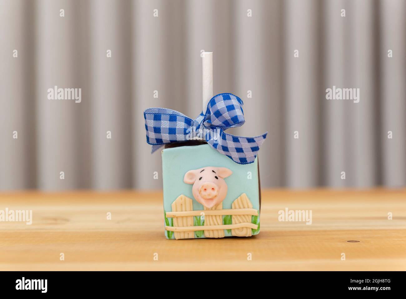 square chocolate lollipop decorated in farm theme. Candy decorated with ...