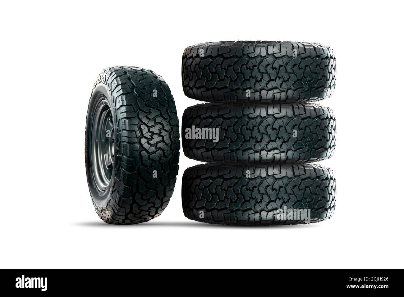 Set of 4 wheels car tires designed for use in all road conditions ...