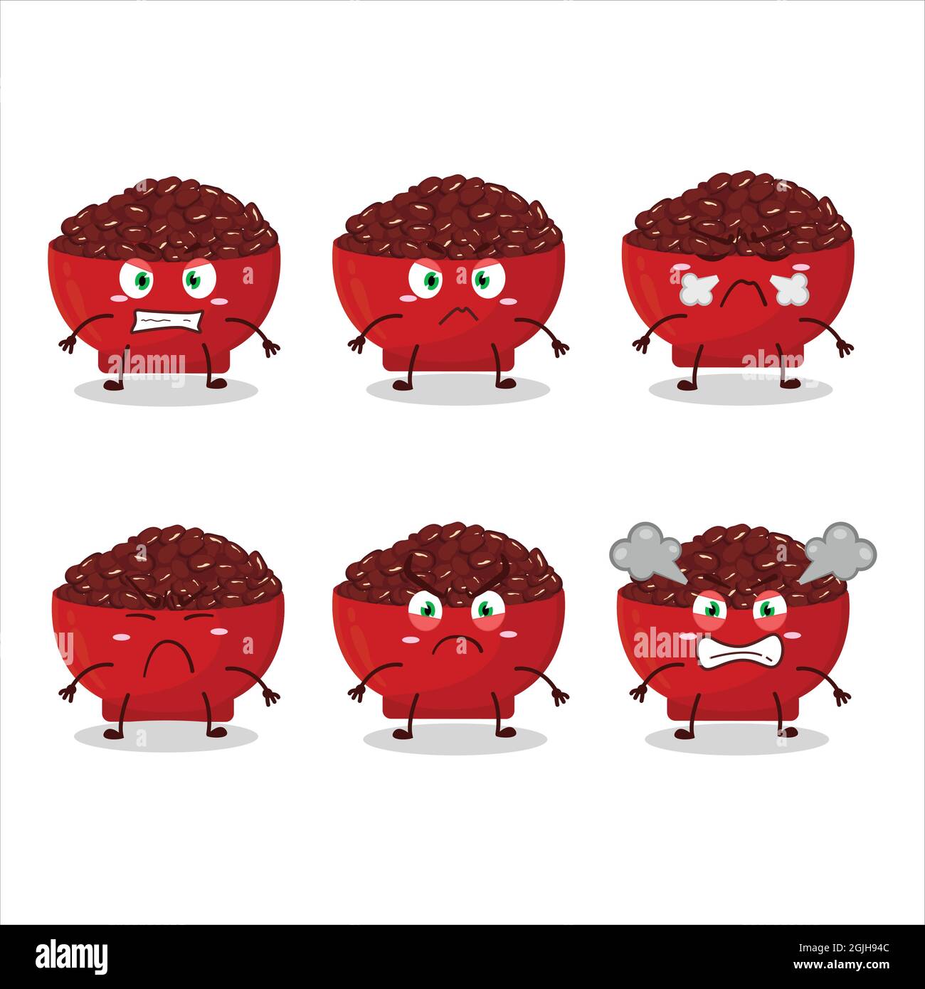 Adzuki beans cartoon character with various angry expressions. Vector ...