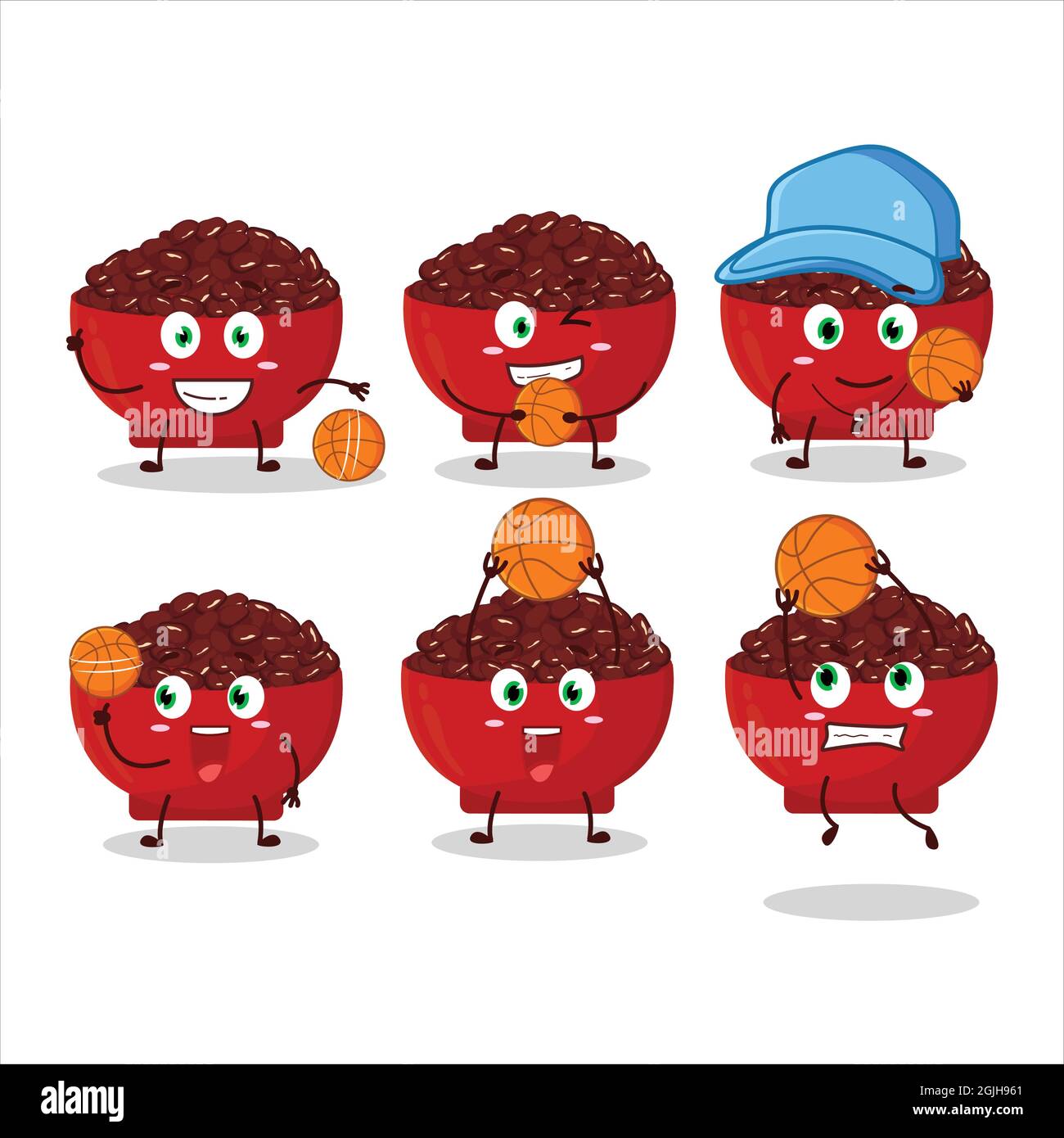 Talented adzuki beans cartoon character as a basketball athlete. Vector ...