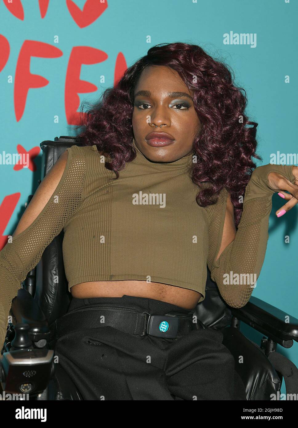 New York, USA. September 9 2021: activist Aaron Rose Philip attends ...