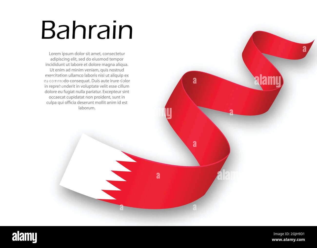 Waving ribbon or banner with flag of Bahrain. Template for independence ...