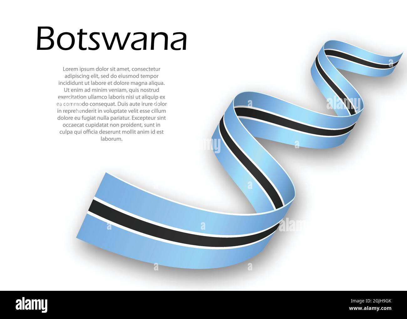 Waving ribbon or banner with flag of Botswana. Template for ...