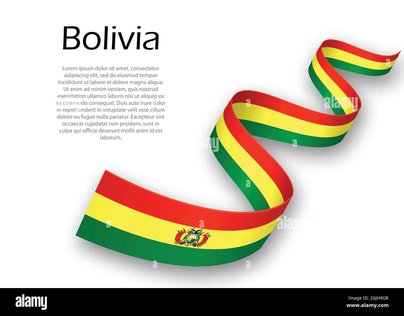 Waving ribbon or banner with flag of Bolivia. Template for independence ...