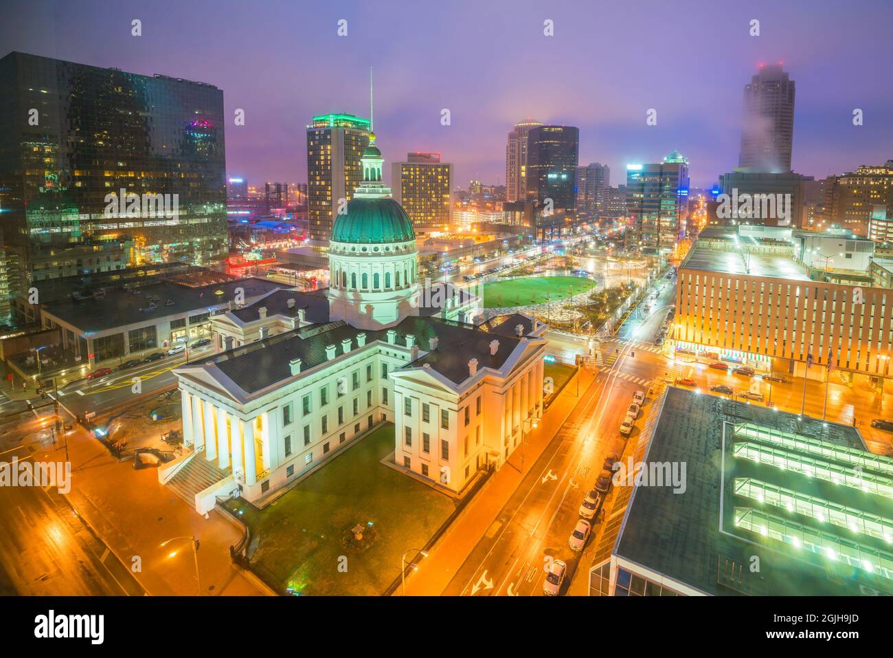 St. Louis downtown skyline at twilight from top view Stock Photo - Alamy