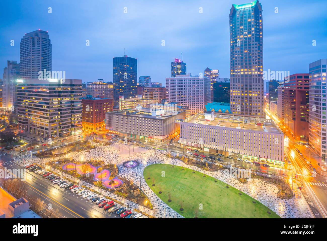 St. Louis downtown skyline at twilight from top view Stock Photo - Alamy
