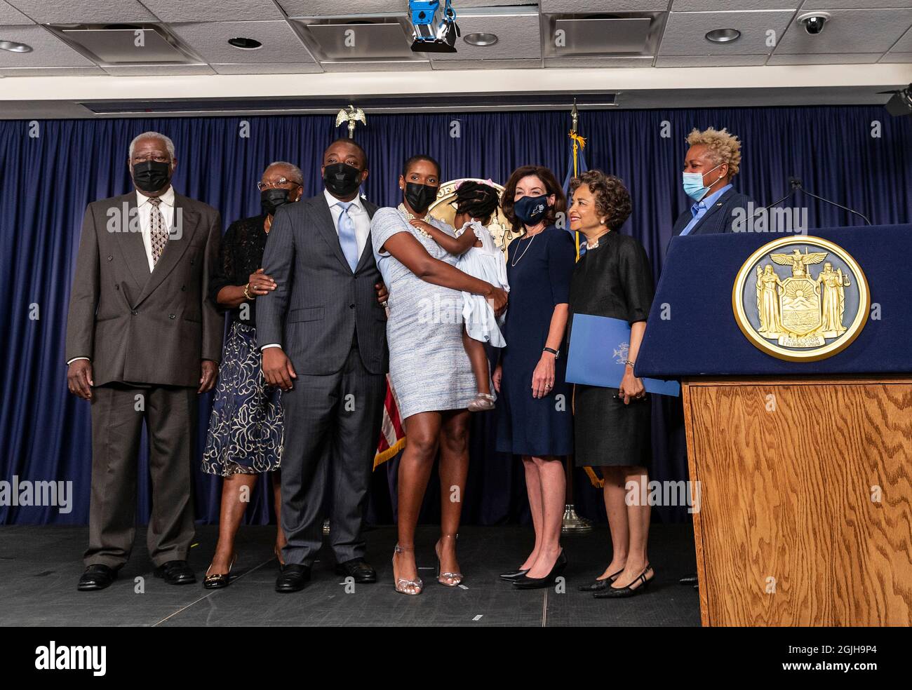 New York, USA. 09th Sep, 2021. Brian Benjamin, his parents and wife ...