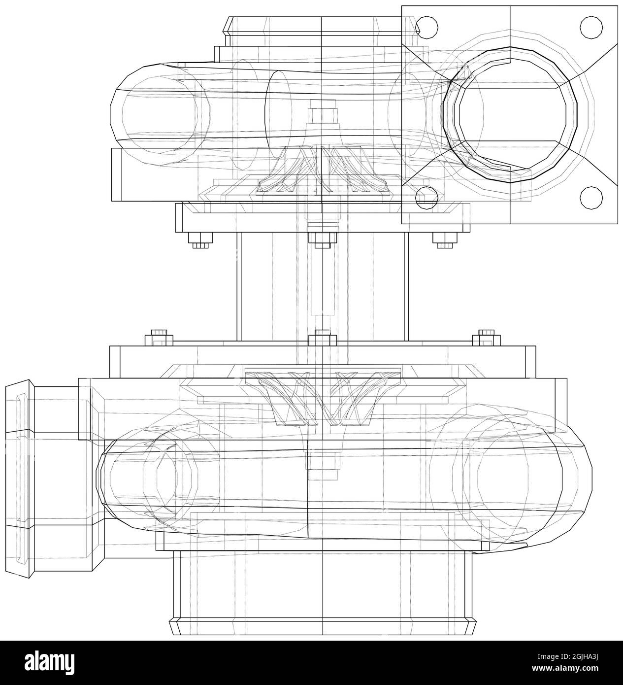 Automobile turbocharger concept outline. Vector Stock Vector Image ...